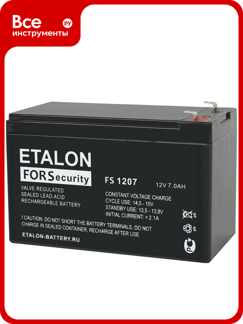 Аккумулятор ETALON FS 1207 (12 В; 7 Ач) Etalon Battery 00-00006401