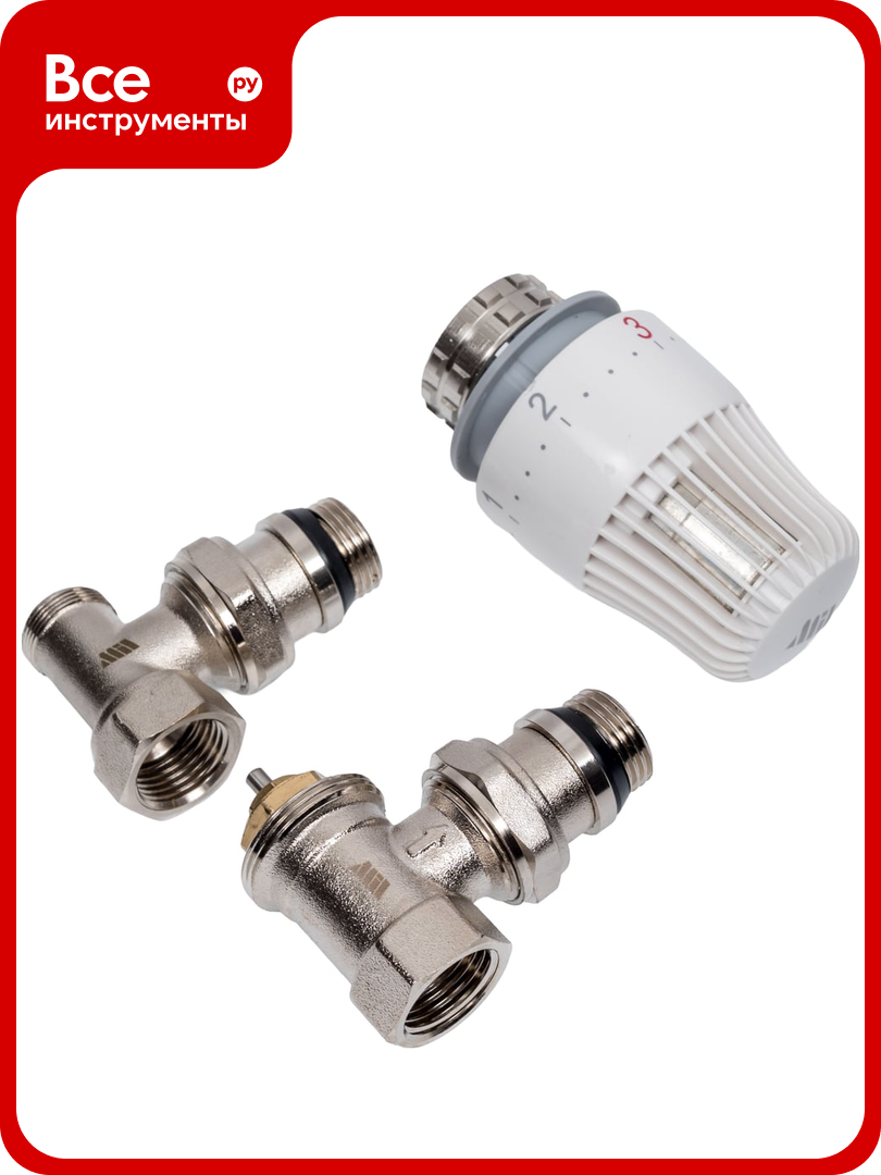 Комплект кранов Millennium 1/2" угловой для радиатора под термоголовку KRUB1212