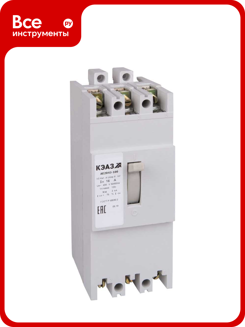 Автоматический выключатель КЭАЗ АЕ2056М-100-100А-10Iн-400AC-У3-104465