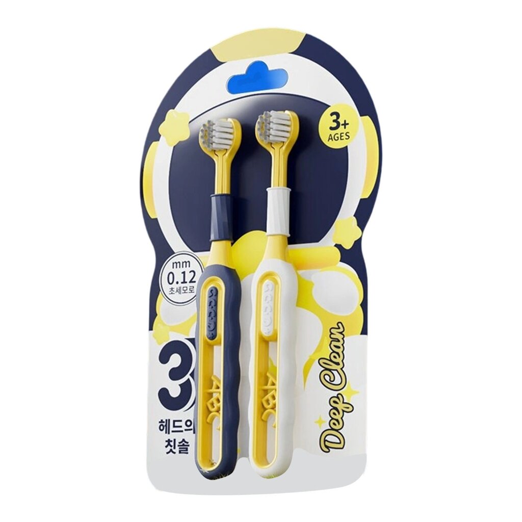 Две упаковки детских трехсторонних зубных щеток-silver ion brush wire KR019 две упаковки