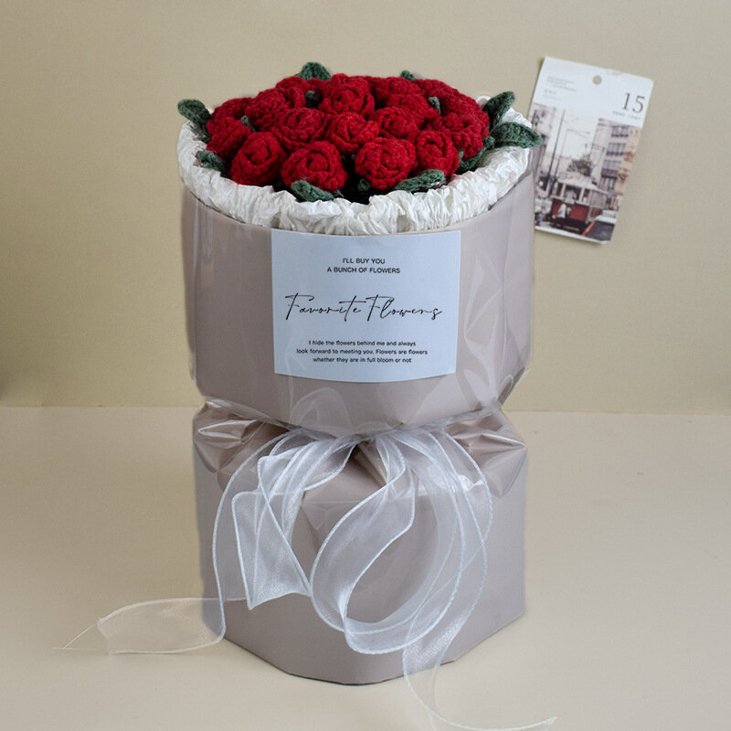 Горячая распродажа SG: ручная вязка розового пледа, вязаный многослойный пузырьковый пряжа, готовый букет, который нельзя открыть