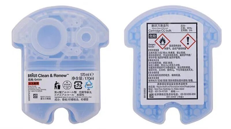 Картридж для бритв Braun CCR1, сменная чистящая жидкость для системы Clean & Renew гигиеничная очистка, смазка и сушка электробритвы для ежедневного ухода