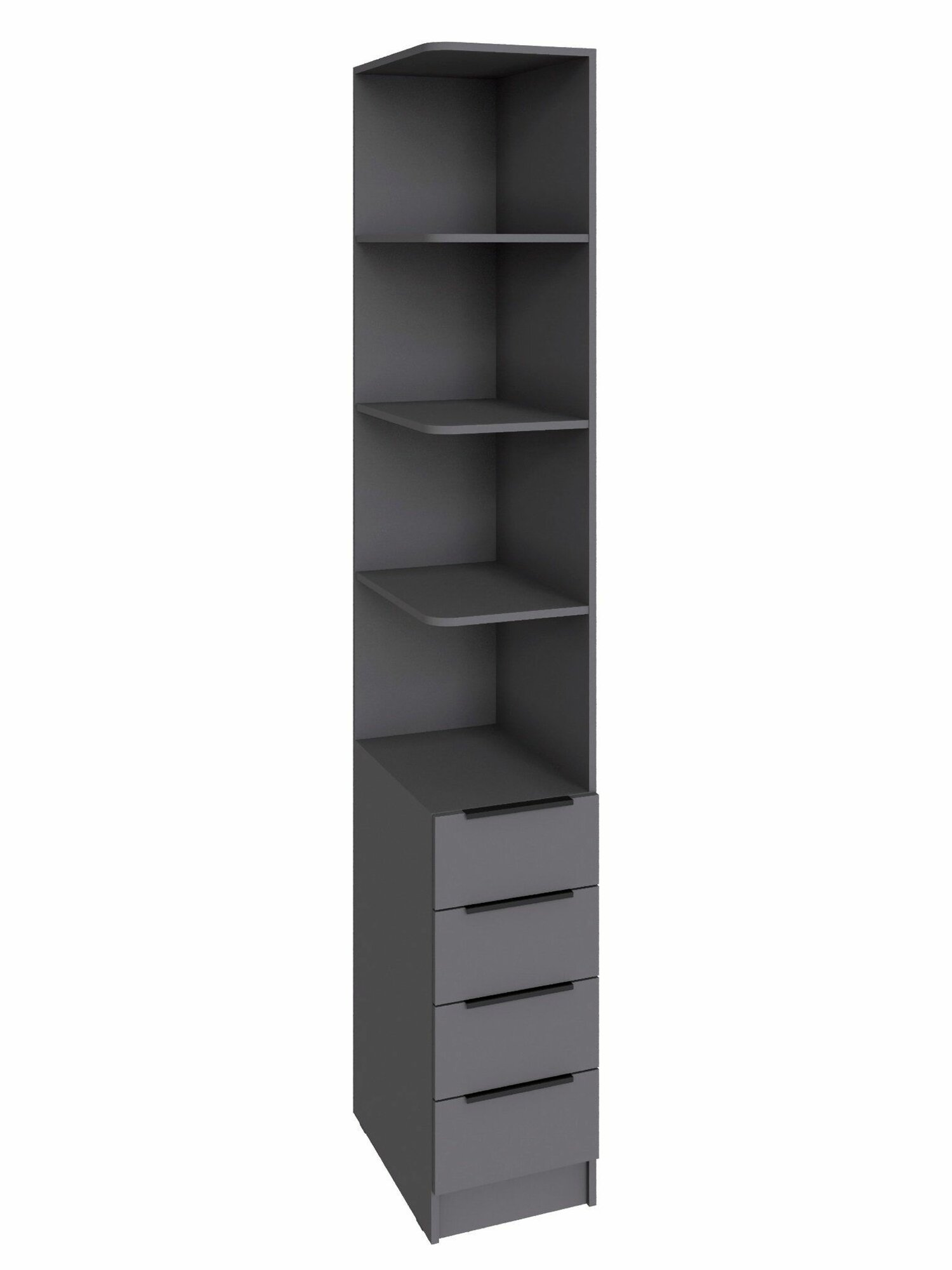 Шкаф угловое завершение Мадрид (0,35) с 4 ящ, левое (графит серый) 2300х350х520 тэкс