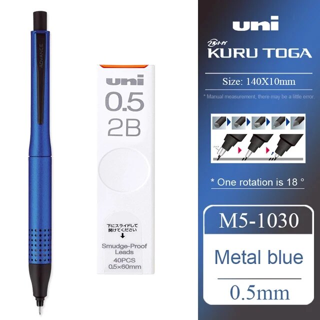 Механический карандаш Uni Kuru Toga Metal blue 0.5 мм 2B