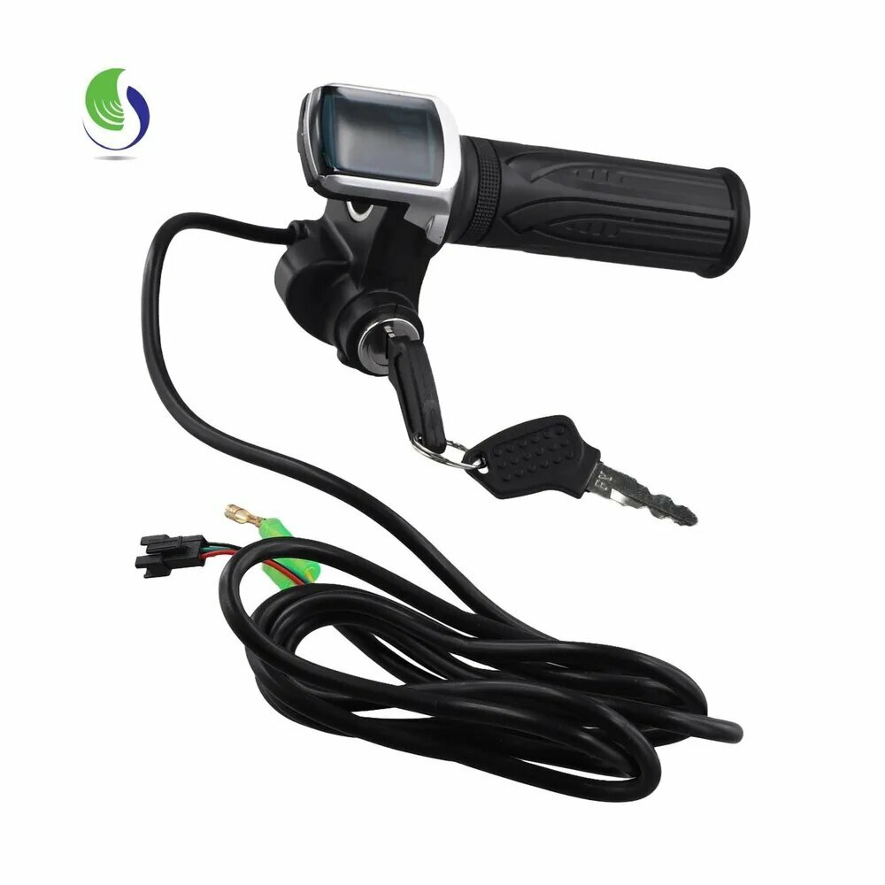 D2(JJEEFFO))Поворотный дроссель совместим с велосипеда, дроссельная заслонка электрического 48 В, газовая ручка, заслонка, ЖК-дисплей, ключ замком