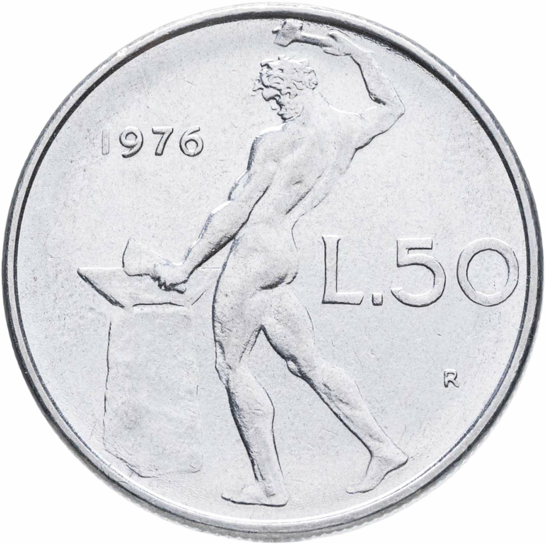 Италия 50 лир 1976, Сталь, в сохранности XF-AU