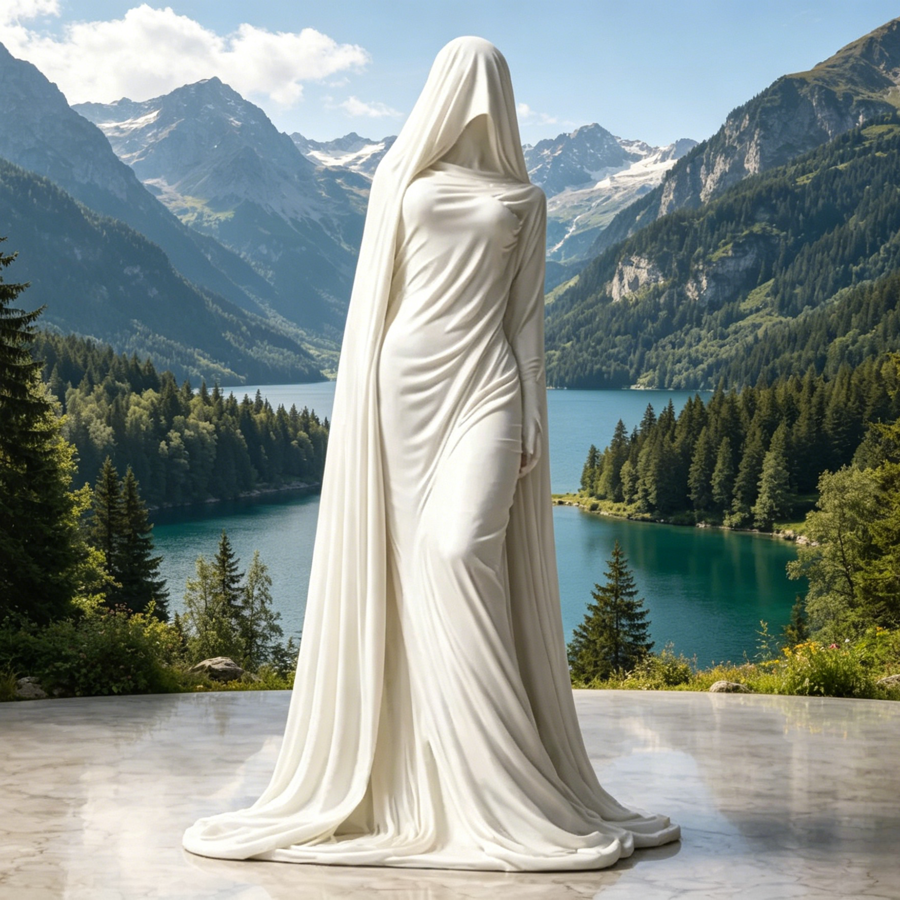 3D-статуэтка загадочной женщины в вуали — декоративная скульптура для интерьера дома, стола и винного шкафа