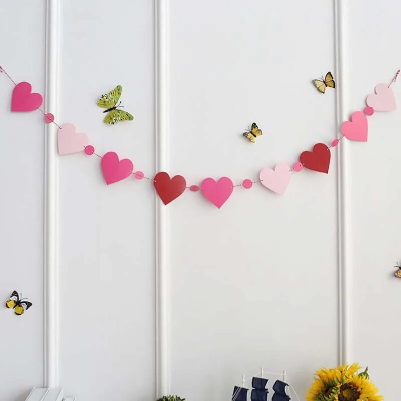Гирлянда бумажная сердечки 1,8 м, цвет Heart