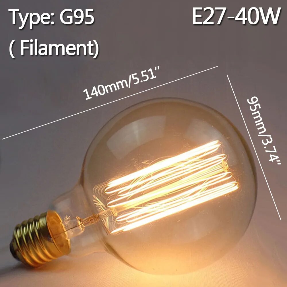 Лампа накаливания Edison A19 40Вт тёплый белый E27