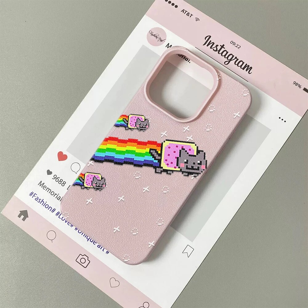 Чехол для телефона Nyan Cat Pixel Art для iPhone 11 12 13 Pro, 14 Pink-WQFDA167L, For iphone 17 Pro