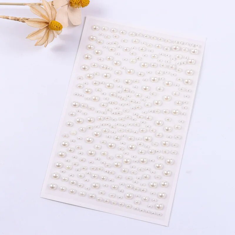 Золотые полумесяцы с жемчугом и стразами для декорирования от Hisenlee 11. Beige pearl