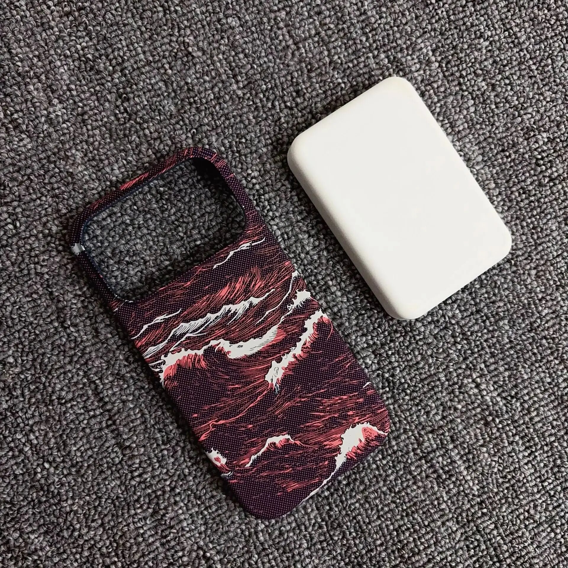 Ультратонкий магнитный чехол из кевлара с текстурой для iPhone 17 Айфон 14 Про Макс, Красный, red