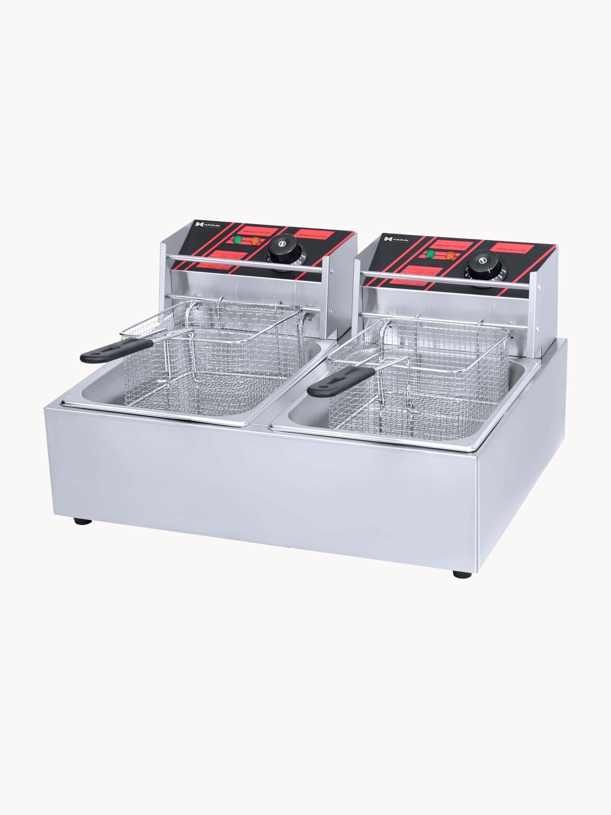 Фритюрница электрическая HURAKAN HKN-FR66L. 5 кВт, 12 л, нержавеющая сталь, защита от перегрева