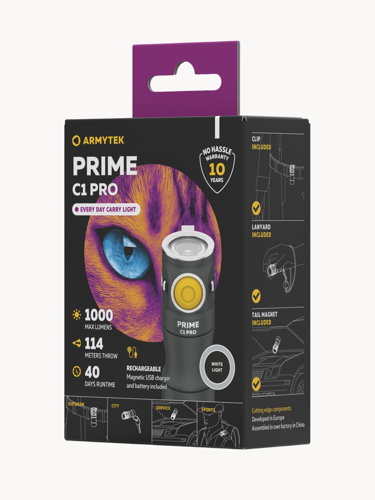 Фонарь ручной Armytek Prime C1 Pro Magnet USB (белый свет) F07901C