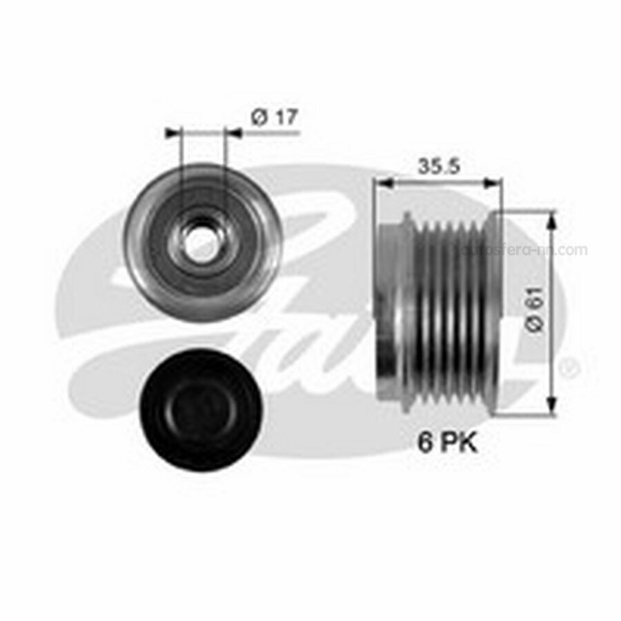 GATES OAP7100 (7789-10038) Обгонный шкив генератора Mercedes V-Class, Vito(638,638/2) 2.3D, TD (02.96-07.03)