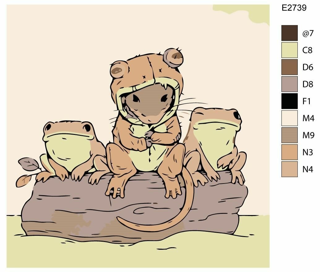 Детская картина по номерам E2739 "Крыса в костюме лягушки" 30x30