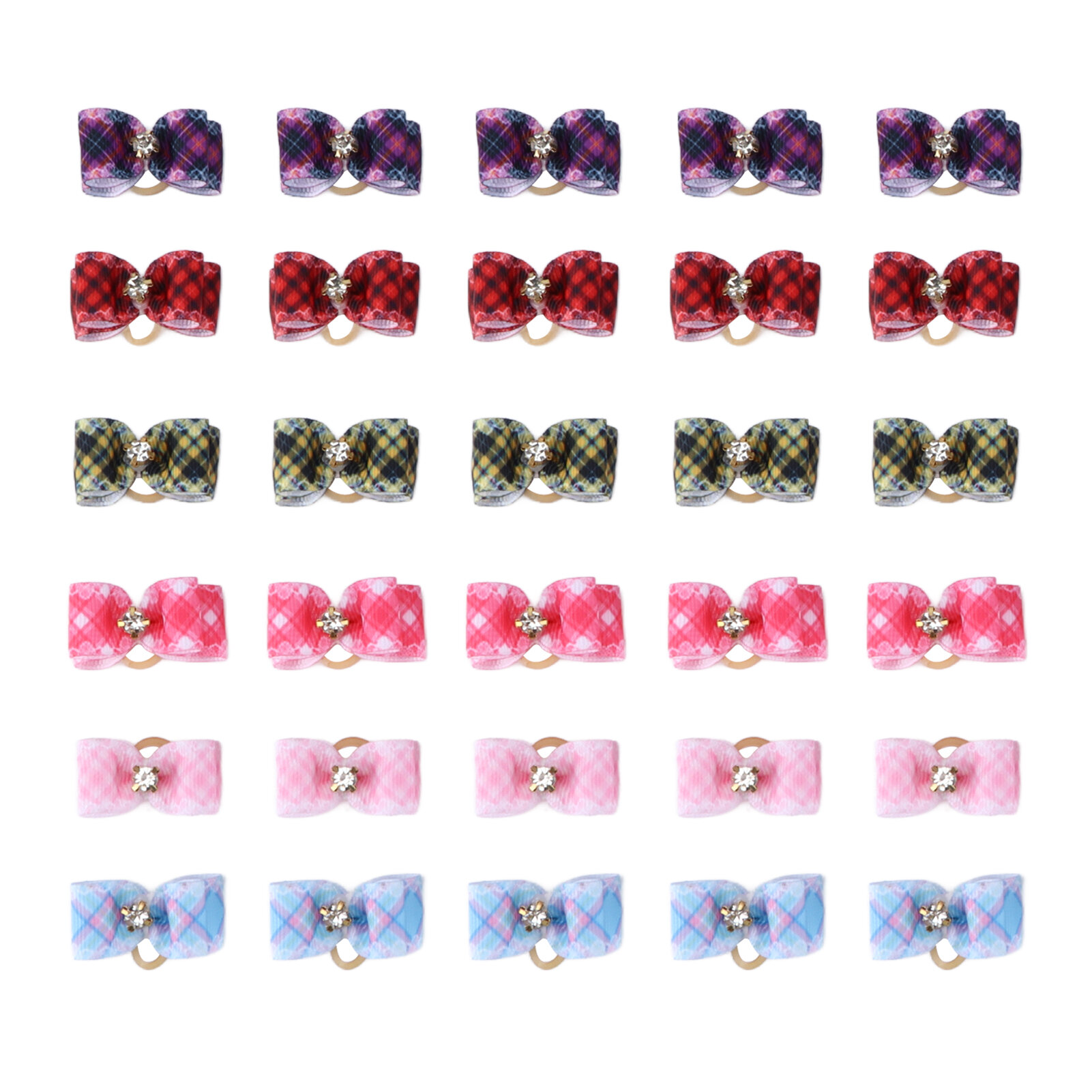 30 шт, бантик для ухода за домашними животными, резинка для собак и кошек, крошечная красочная решетка, аксессуар для домашних животных