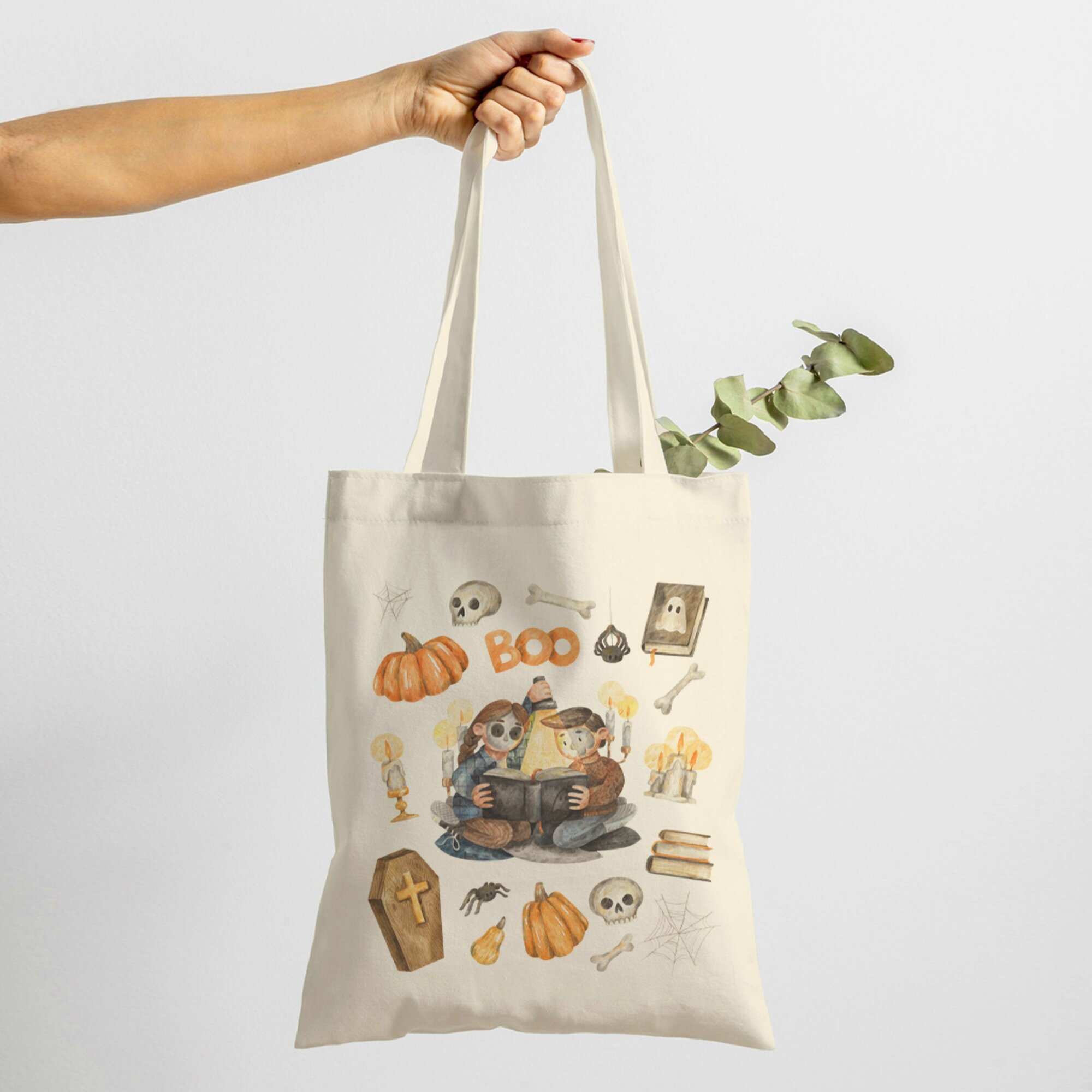 Сумка шоппер шоппер с принтом "Страшилки на ночь", шопер авоська холщовая с рисунком в подарок