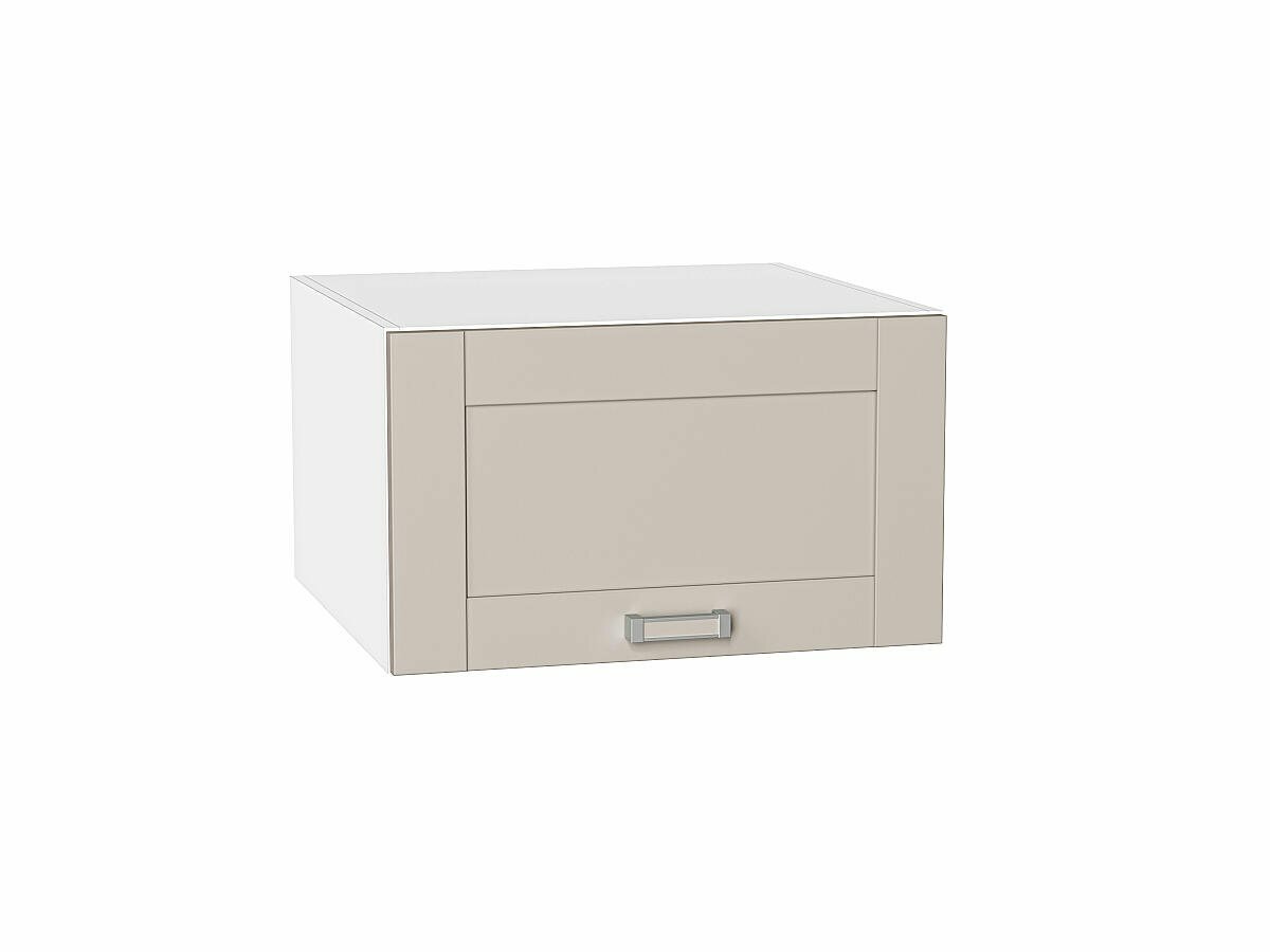 Шкаф верхний горизонтальный глубокий Лофт, цвет фасада Cream Silk, цвет каркаса Белый, 358*600*576 мм