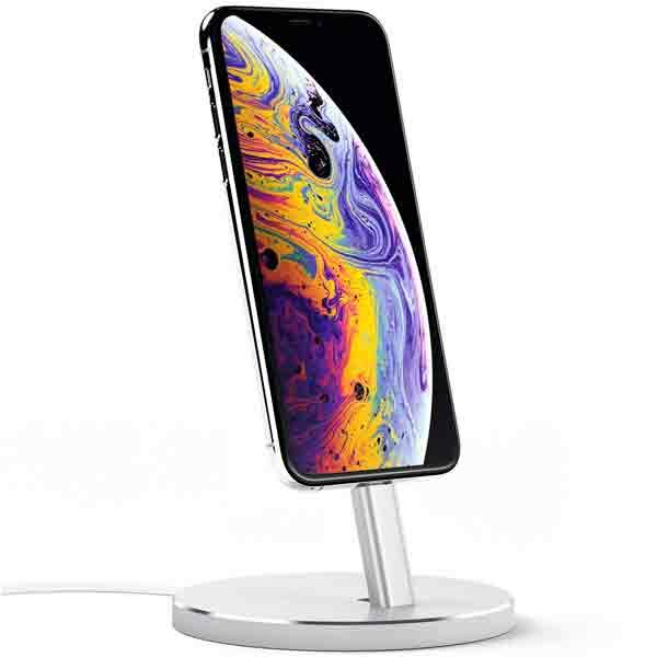 Сетевое зарядное устройство Подставка док-станция Satechi Aluminum Desktop Charging Stand для iPhone с Lightning разъемом. Кабель в комплект не входит. Материал алюминий. // Цвет серебряный.