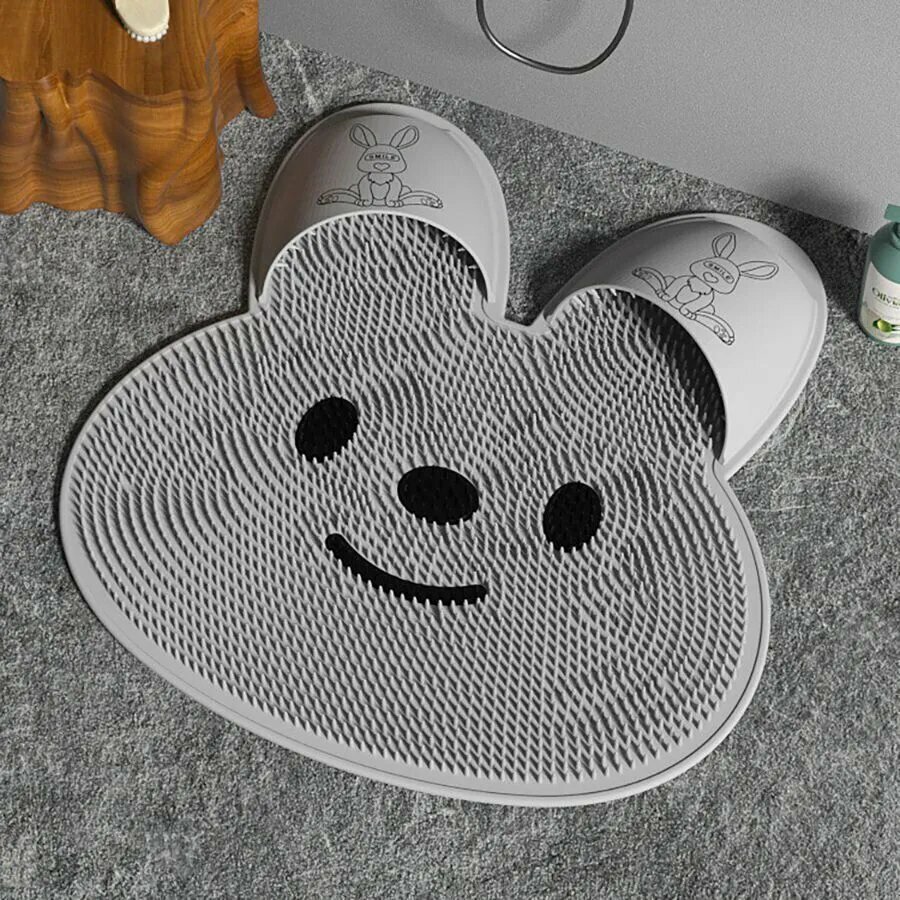 Противоскользящий коврик для ванной "Серый Красивый Цвет Z143", термосиликон, 0,35x0,35 м