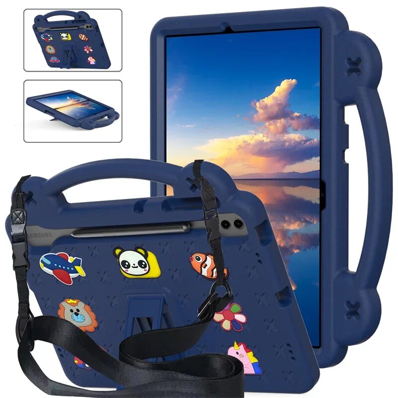 Детский противоударный чехол OPUYYM для Samsung Galaxy Tab A9 8,7 дюйма A9 8.7 inch, DarkBlue-Strap