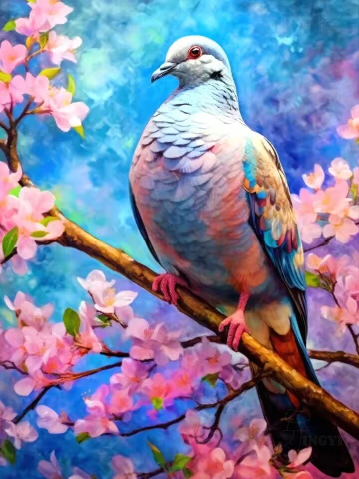 Алмазная мозаика на подрамнике "Голубь мира" круглые бриллианты 40х50см