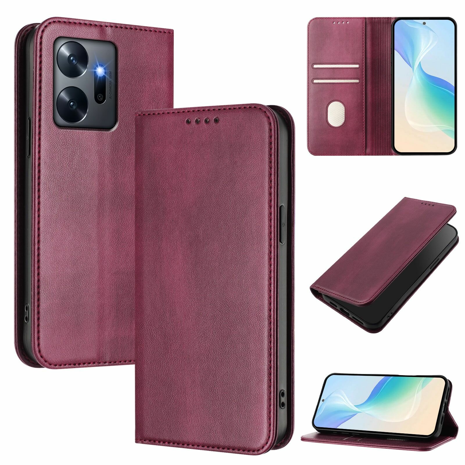Кожаный чехол-книжка для INFINIX ZERO 20 с отделениями для карт и кошельком, Функция блокировки RFID