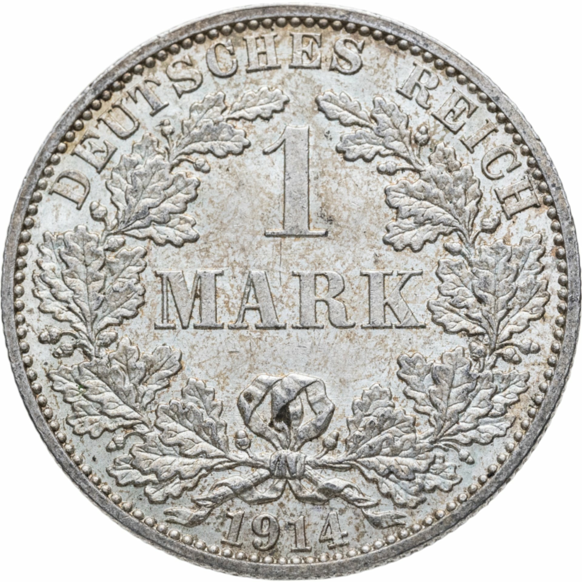 Германия 1 марка mark 1914 A знак монетного двора: "A" - Берлин, Серебро 900, в сохранности UNC