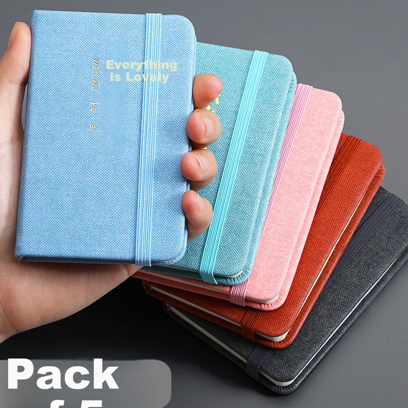 Jiaranheng 5-Pack A7 Pocket-sized Portable Pocket Notebook Creative Mixed-color Mini Notepad Mini Pocket Book Student Vocabulary Book Customizable