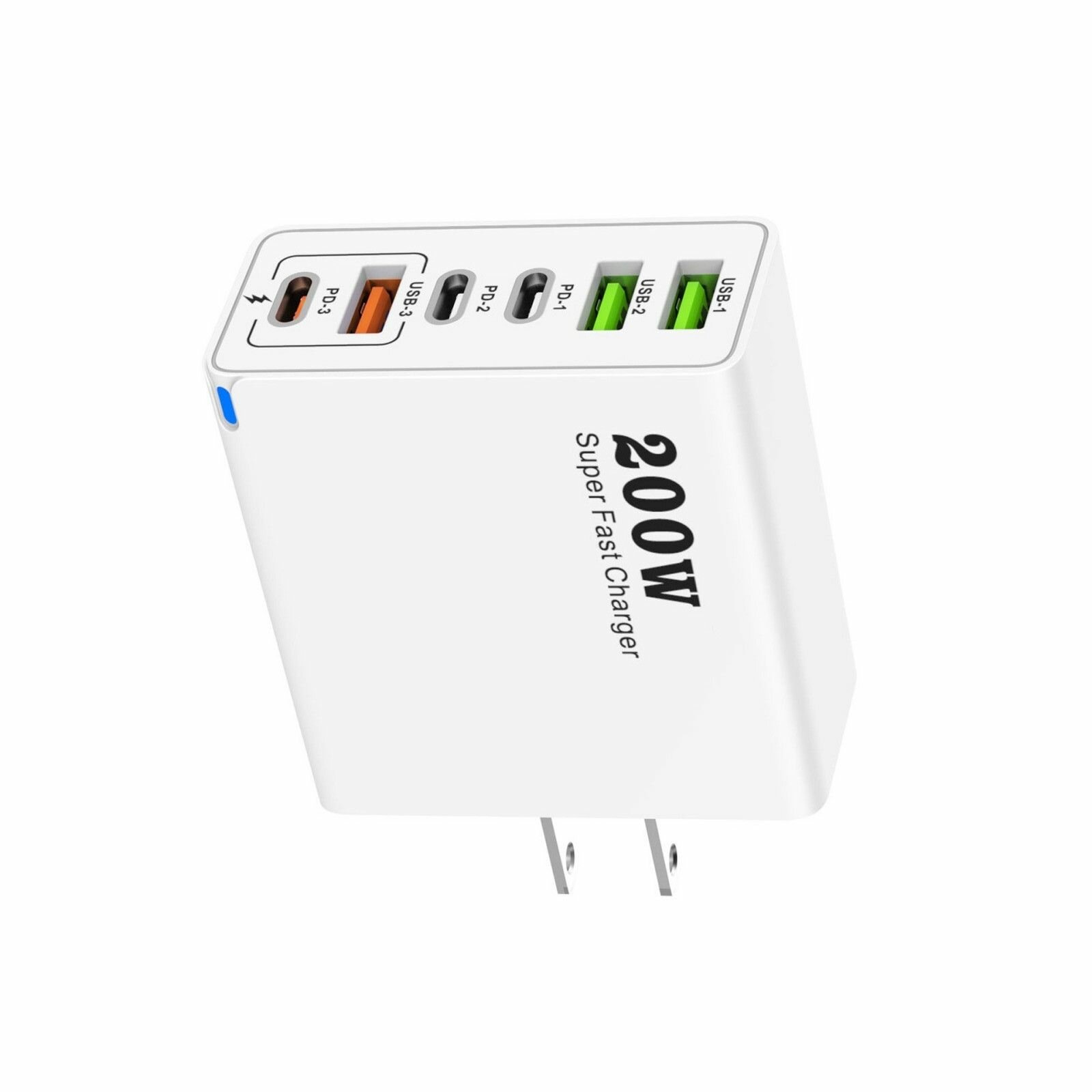 200W Много портовое зарядное устройство 3USB 3PD Быстрая зарядка для телефонов и ноутбуков