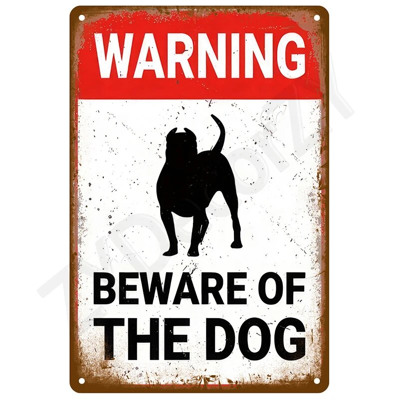 Ретро вывеска "Beware of the Dog" на жестяной табличке, ACKB 41790