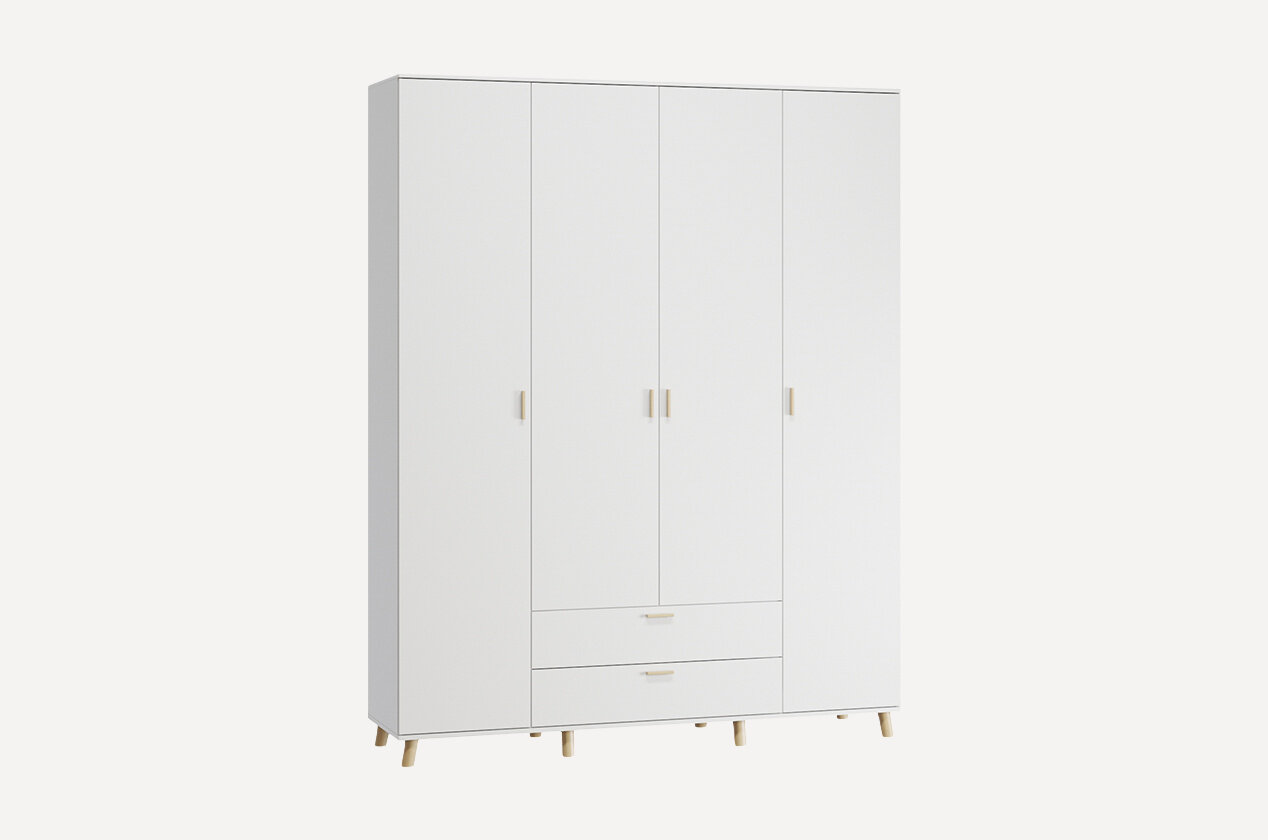 Распашной шкаф для одежды Divan.ru Пронто-4-170-210 Белый, 170х50х210 см, 4 двери,