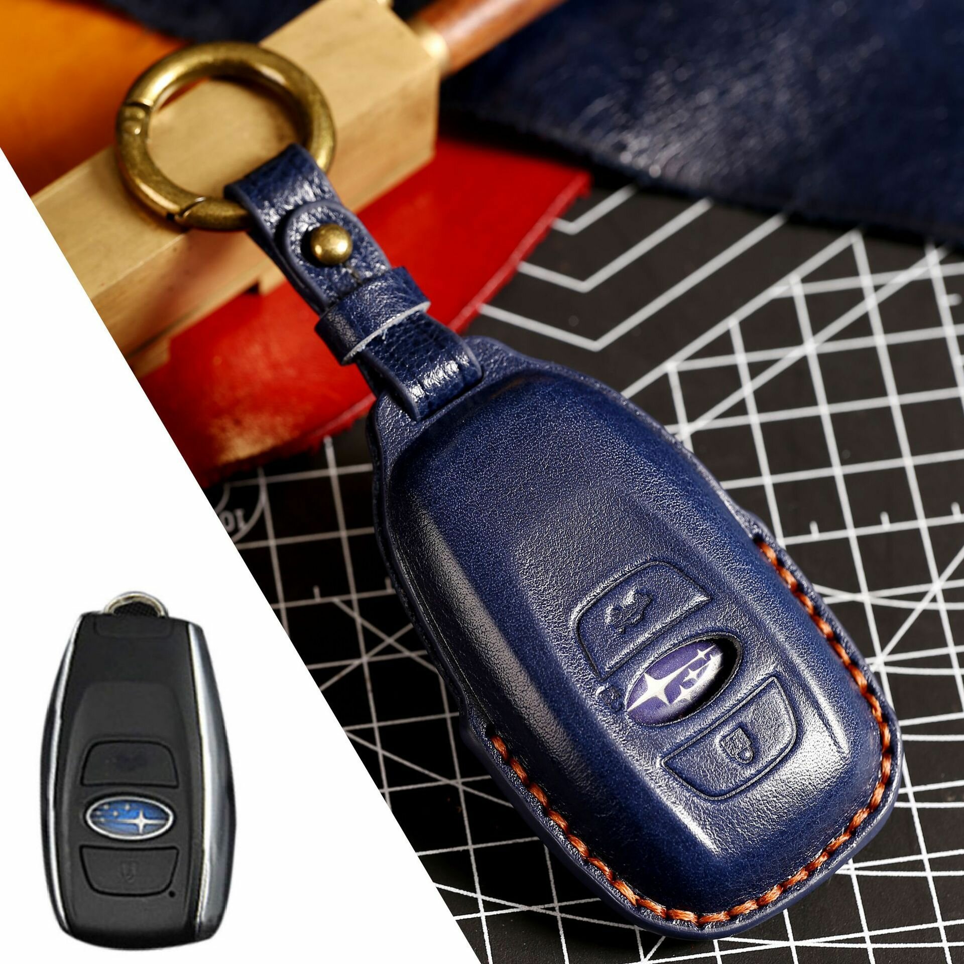 Чехол для автомобильного брелка Subaru синий Чехол для автомобильного брелка