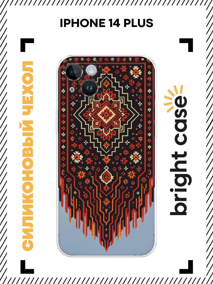 Чехол на Apple iPhone 14 Plus / Айфон 14 Плюс с принтом Бабушкин платок, прозрачный