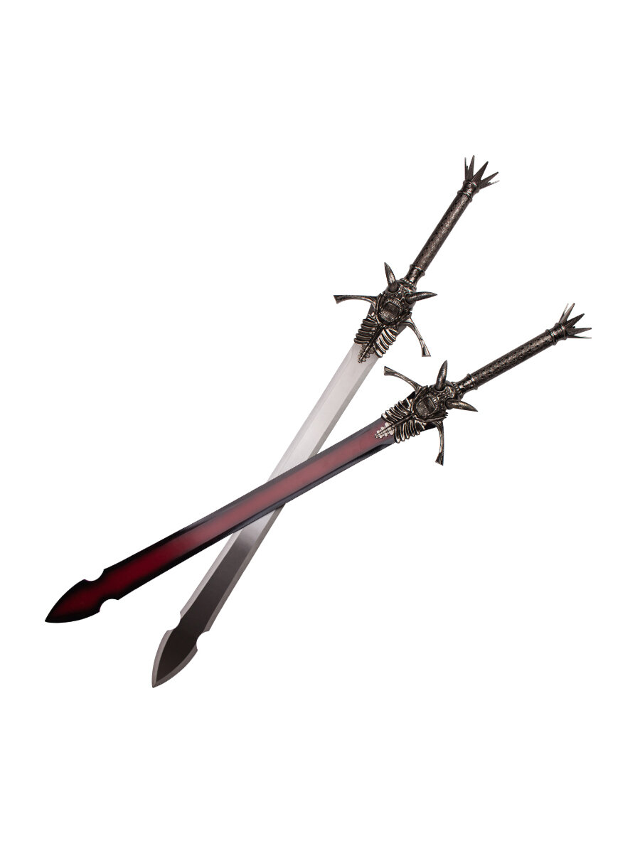 Точная 1:1 модель меча «Ребеллион» Данте из Devil May Cry 5 — коллекционный набор (2 меча: белый и красный), металл, не заточен