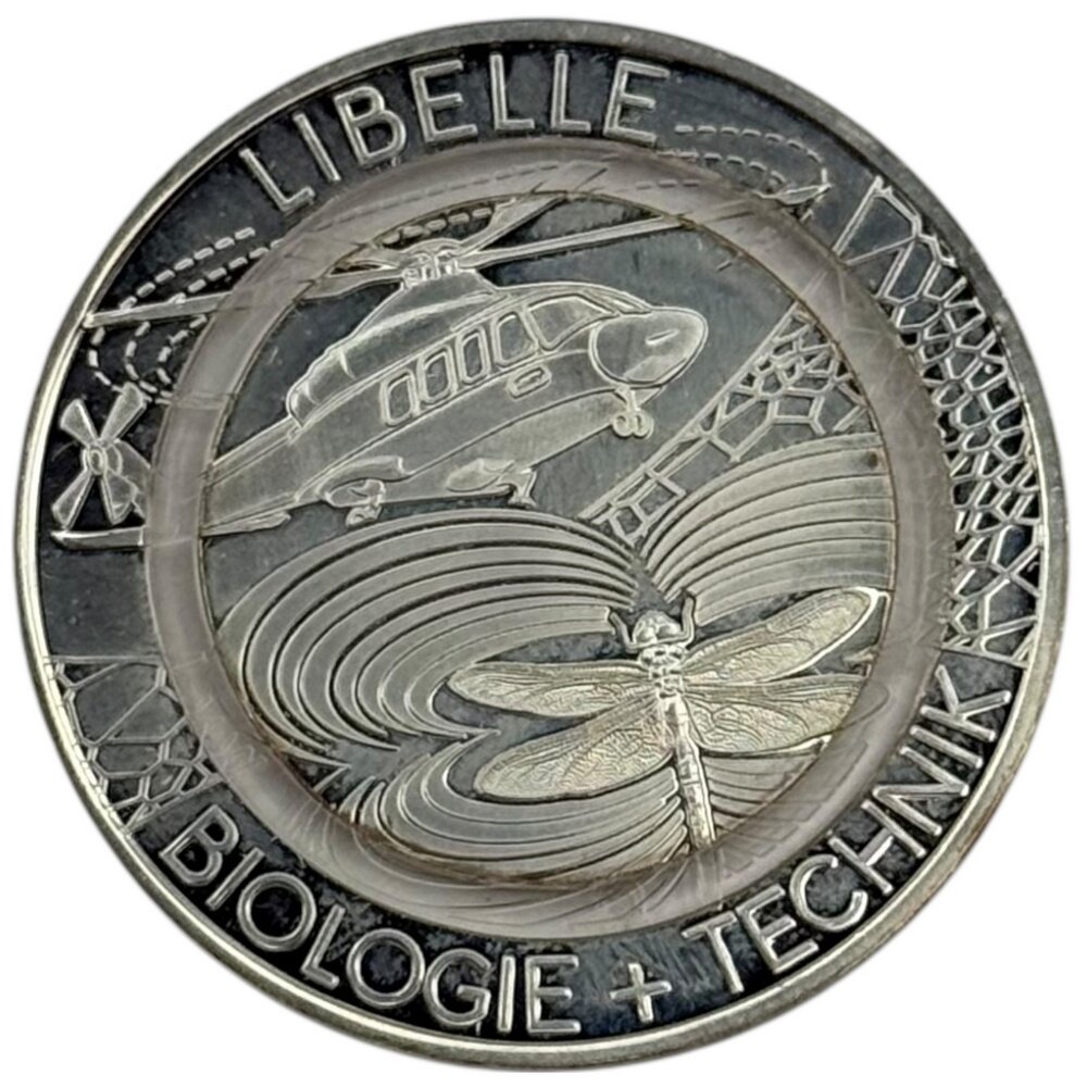 Германия, серебряный жетон "Стрекоза. Биология + техника" 2011-2020 гг. (с сертиф.)