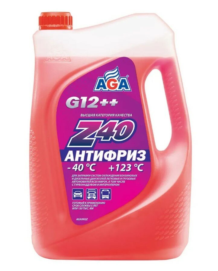 Антифриз aga z-40 g12++ готовый -40c красный 5 кг