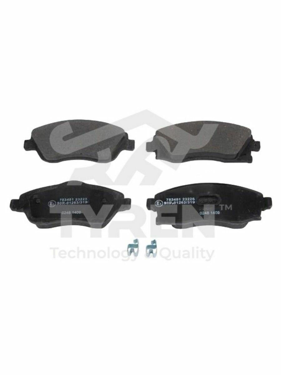 Колодки тормозные дисковые передние для а/м OPEL Corsa, Combo, Meriva, TYREN TYR1216841
