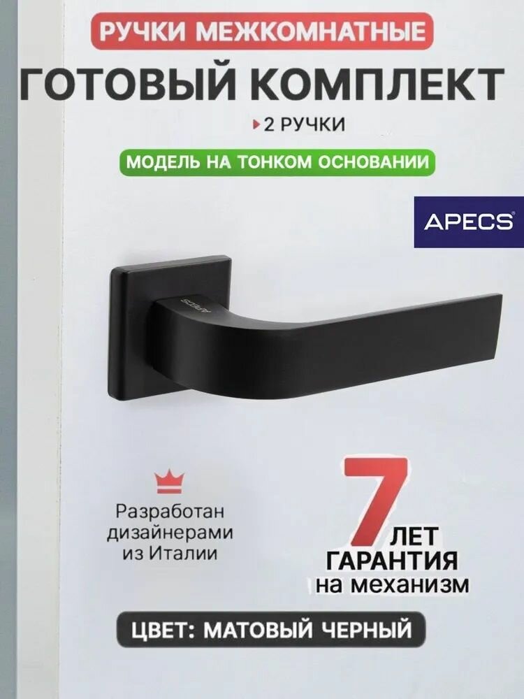 Ручка дверная межкомнатная APECS РР Ultra H-60142-A-BLM Цвет Матовый черный