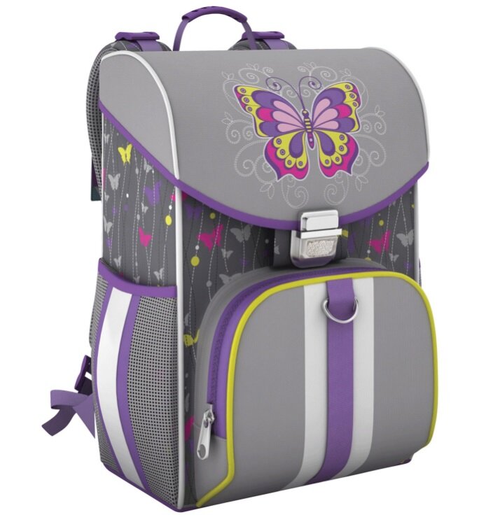 Ранец жесткокаркасный ортопедический ERICH KRAUSE для начальной школы, 21 л, Бабочка, 37х29х19 см, 39117