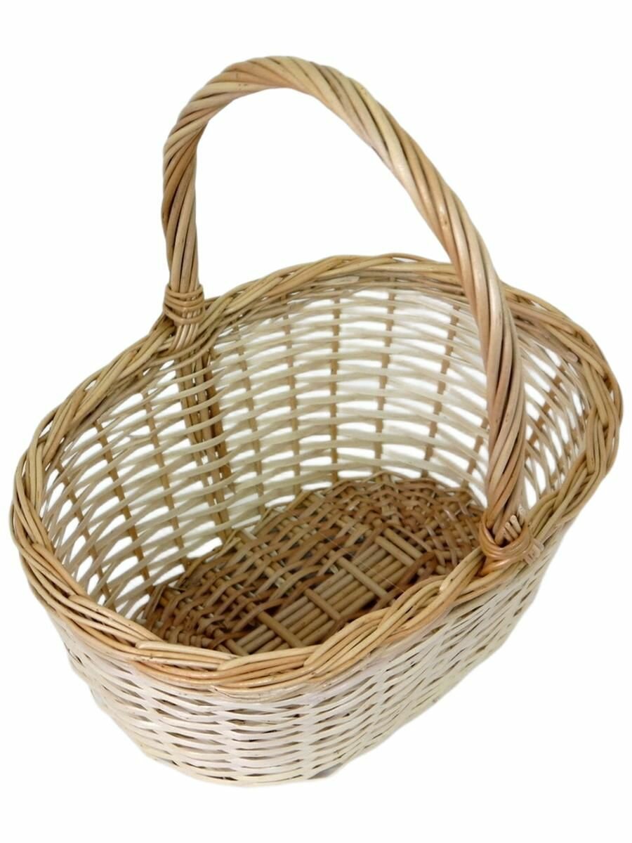 Корзина плетеная овальная из ивовой ленты №1, ручное плетение из лозы