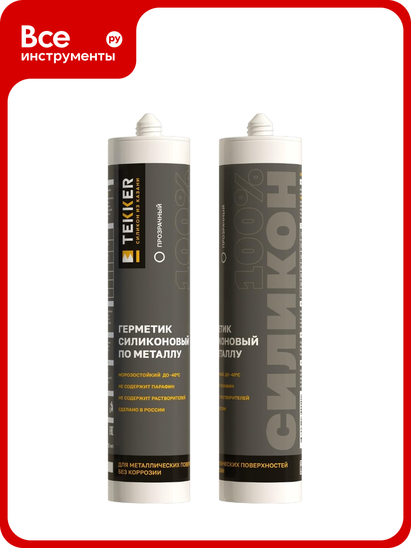 Герметик силиконовый по металлу Tekker прозрачный, 280 мл 4680195340233 для внутреннего и