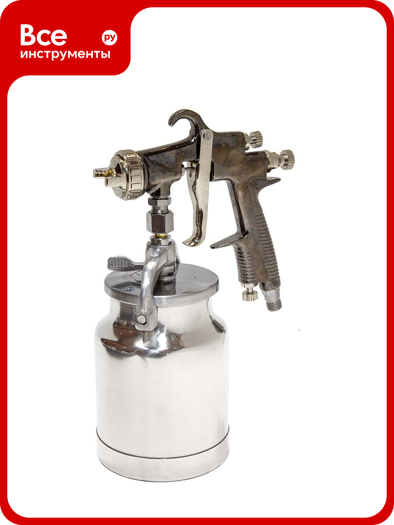 Краскопульт PI TOOLS МР-200 HVLP, ф2.0мм, нижний бачок 3070, пневмокраскопульт HVLP, резьбовое соединение
