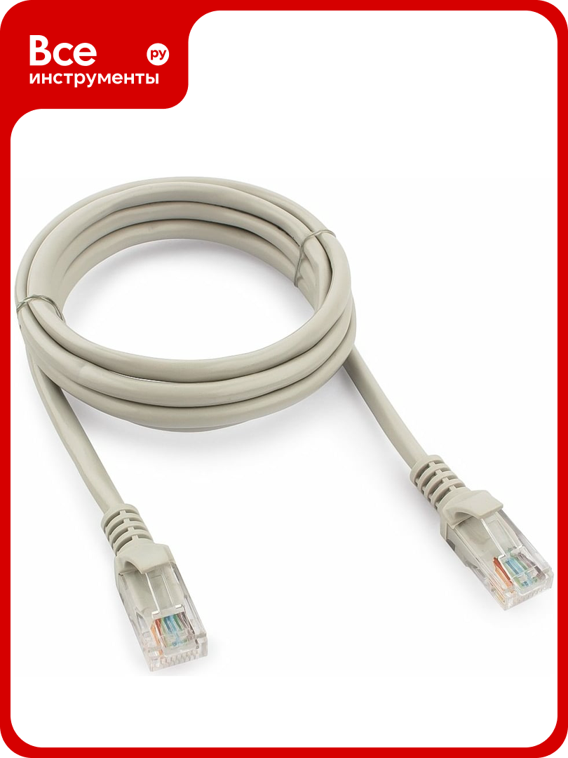 Многожильный патч-корд Cablexpert UTP кат.5e, 1.5м, литой, серый PP12-1.5M