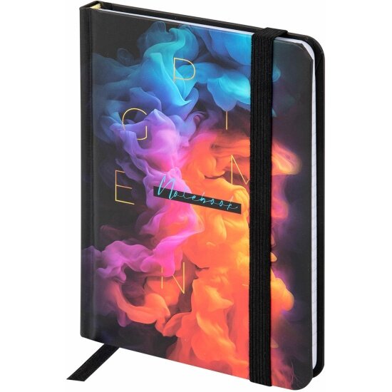 Блокнот с резинкой Brauberg в клетку 96 л, малый формат А6, 109х148 мм, твердая обложка, "Pigment", 116335