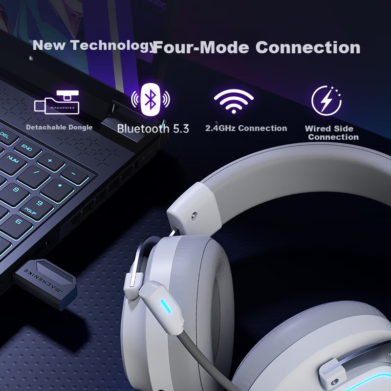 MACHENIKE (MACHENIKE) GX30PRO Three-mode Wireless Bluetooth Gaming Headset Headphones for Mobile Phones and Computers, Wireless Chicken Eating Headset Microphone for Desktop Computers