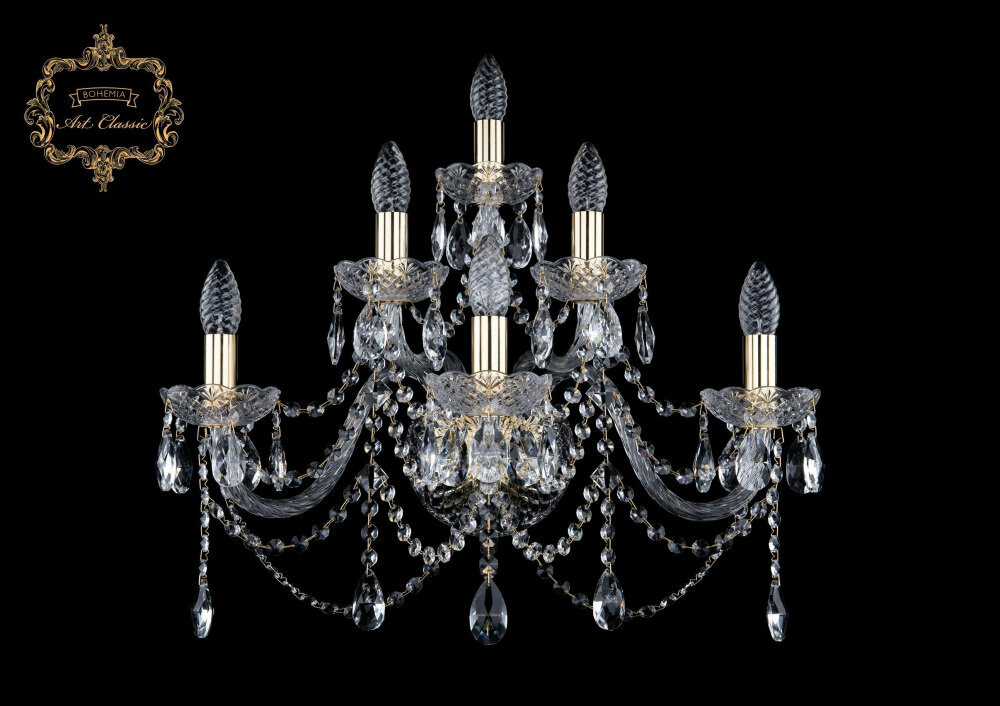 Бра, настенный светильник Art Classic 10.12 10.12.3+2+1.240. Gd. Sp, E14, IP20, Классический, Барокко