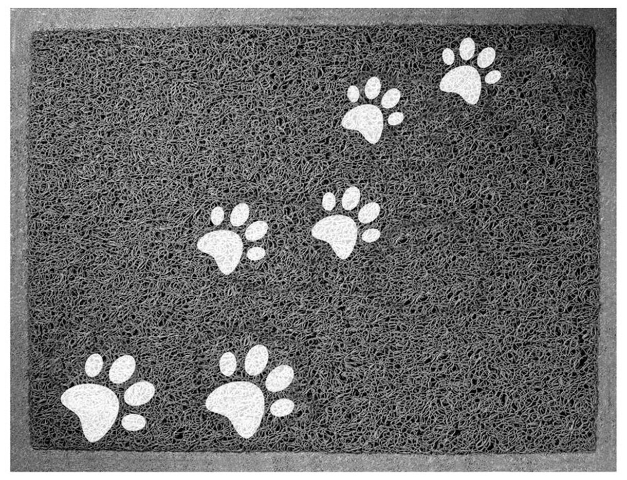 Triol Коврик для кошачьего туалета прямоугольный "Лапки" 60 х 40 см, Серый