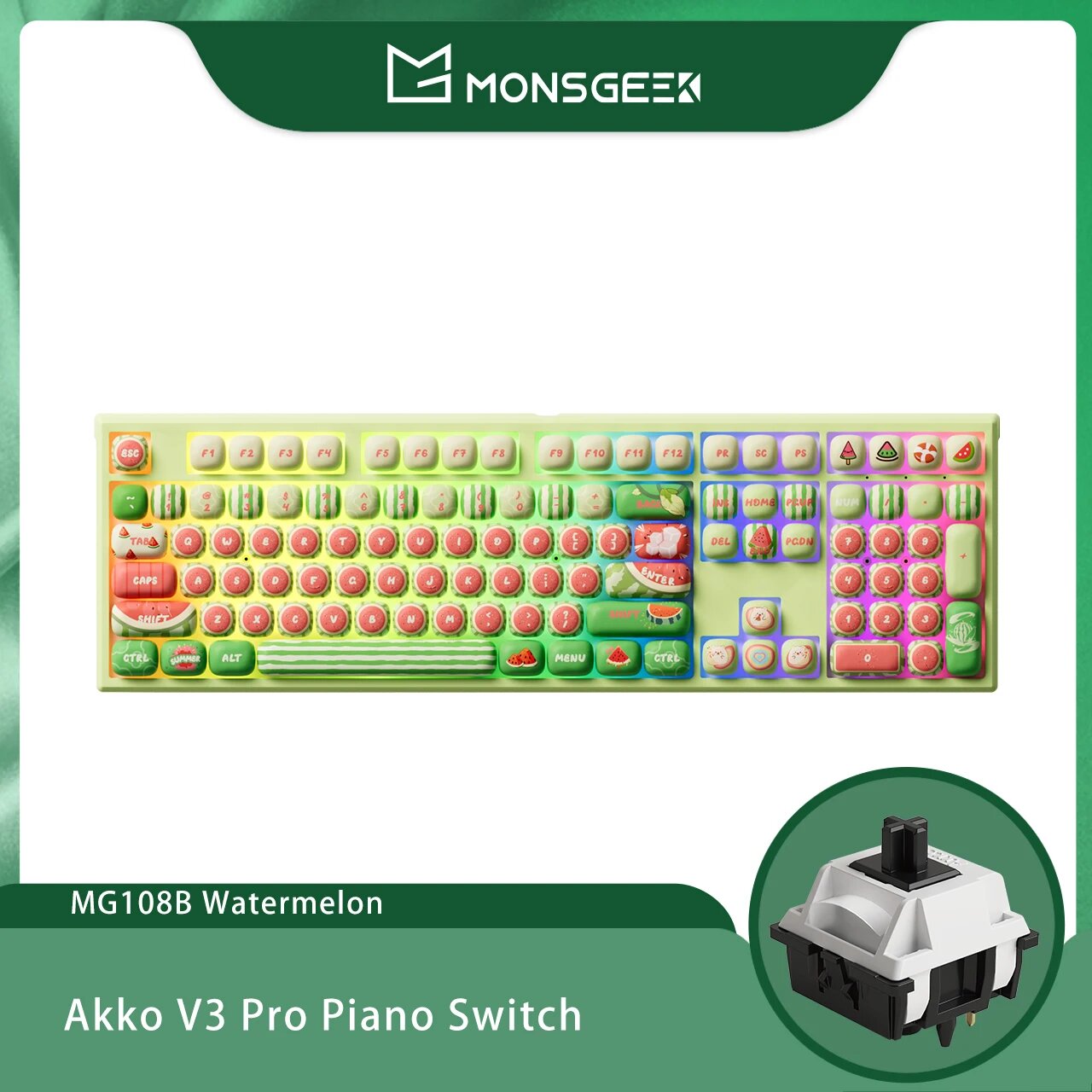 Механическая клавиатура Akko MonsGeek Bun Wonderland MG108B, RGB, 108 клавиш